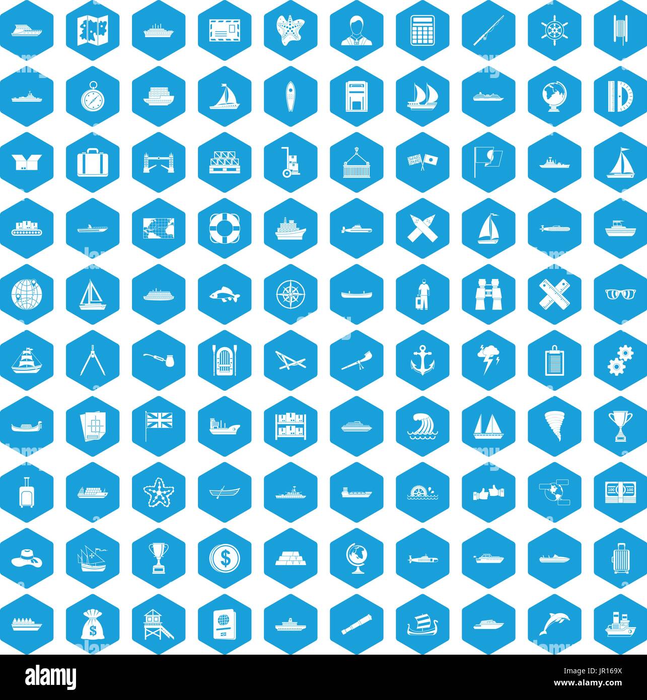 100 shipping icons set blue Stock Vector Image & Art - Alamy