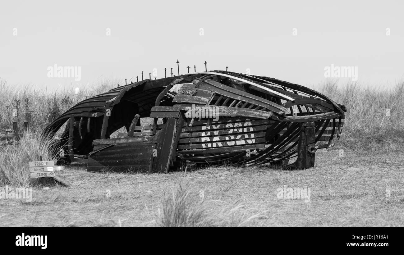 Flipped Abandoned Boat Stock Photo - Alamy
