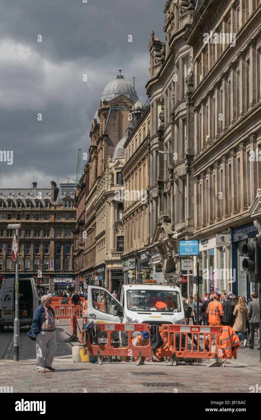 Street repaving work, Gordon Street, Glasgow, Scotland, UK Stock Photo ...