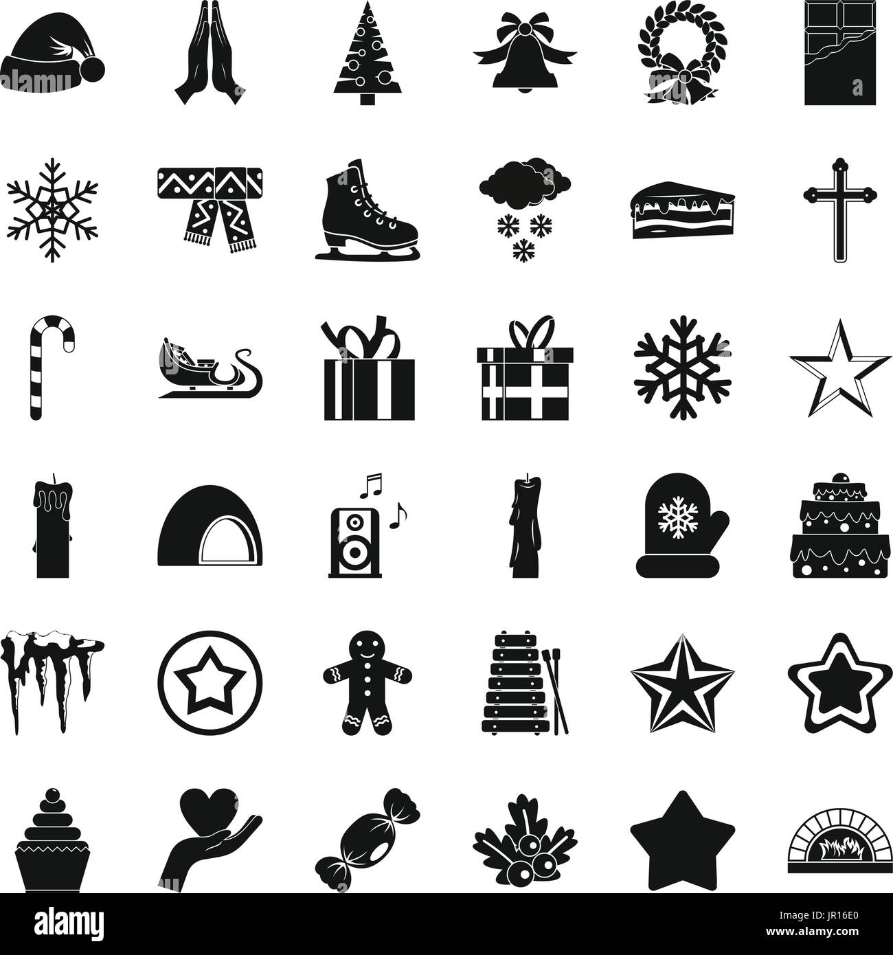 Christmas nighticons set, simple style Stock Vector Image & Art - Alamy