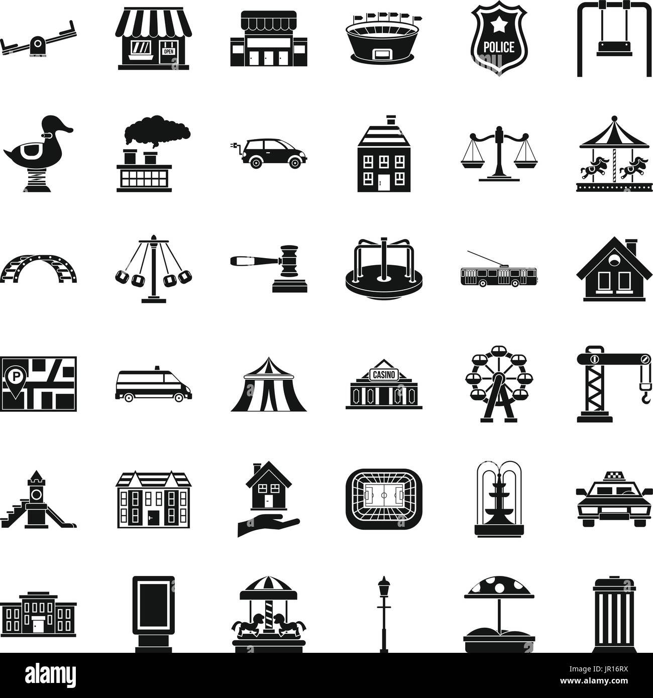 Small city icons set, simple style Stock Vector Image & Art - Alamy