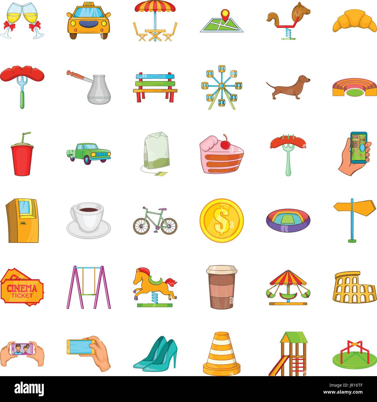 Small city icons set, cartoon style Stock Vector Image & Art - Alamy