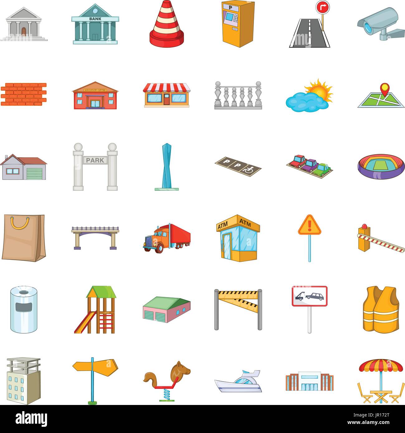 Different city icons set, cartoon style Stock Vector Image & Art - Alamy