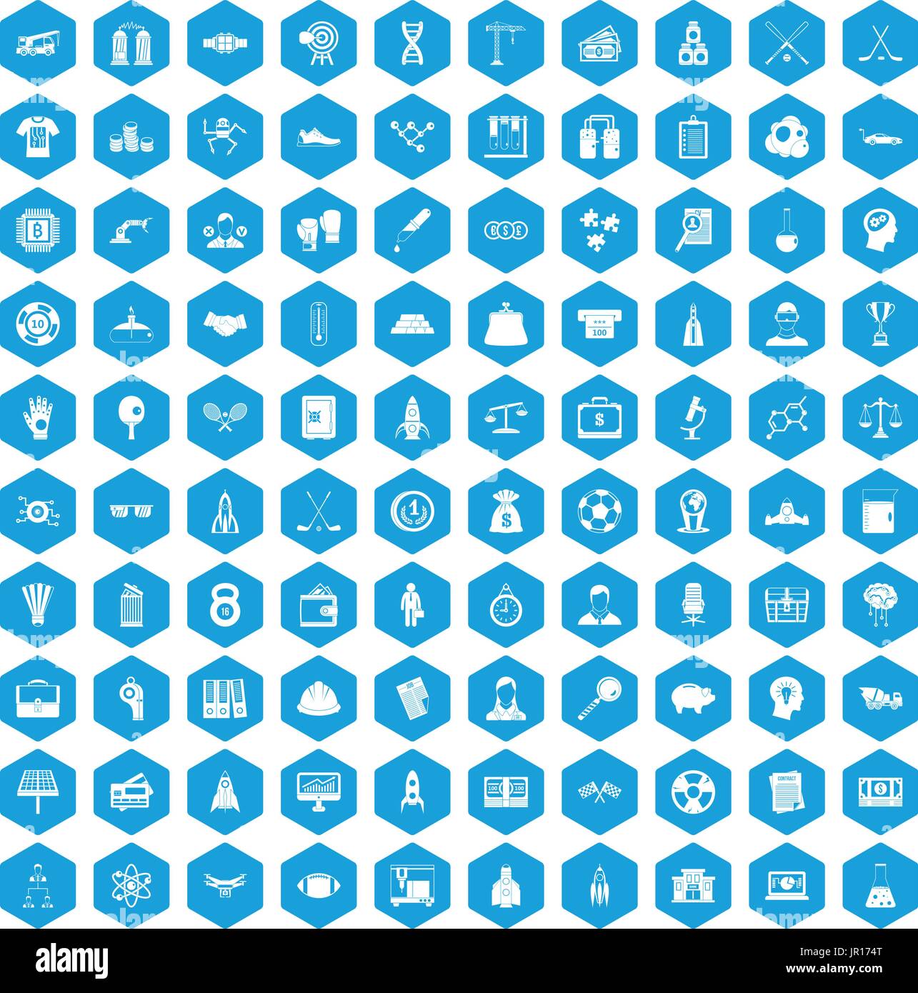 100 success icons set blue Stock Vector Image & Art - Alamy