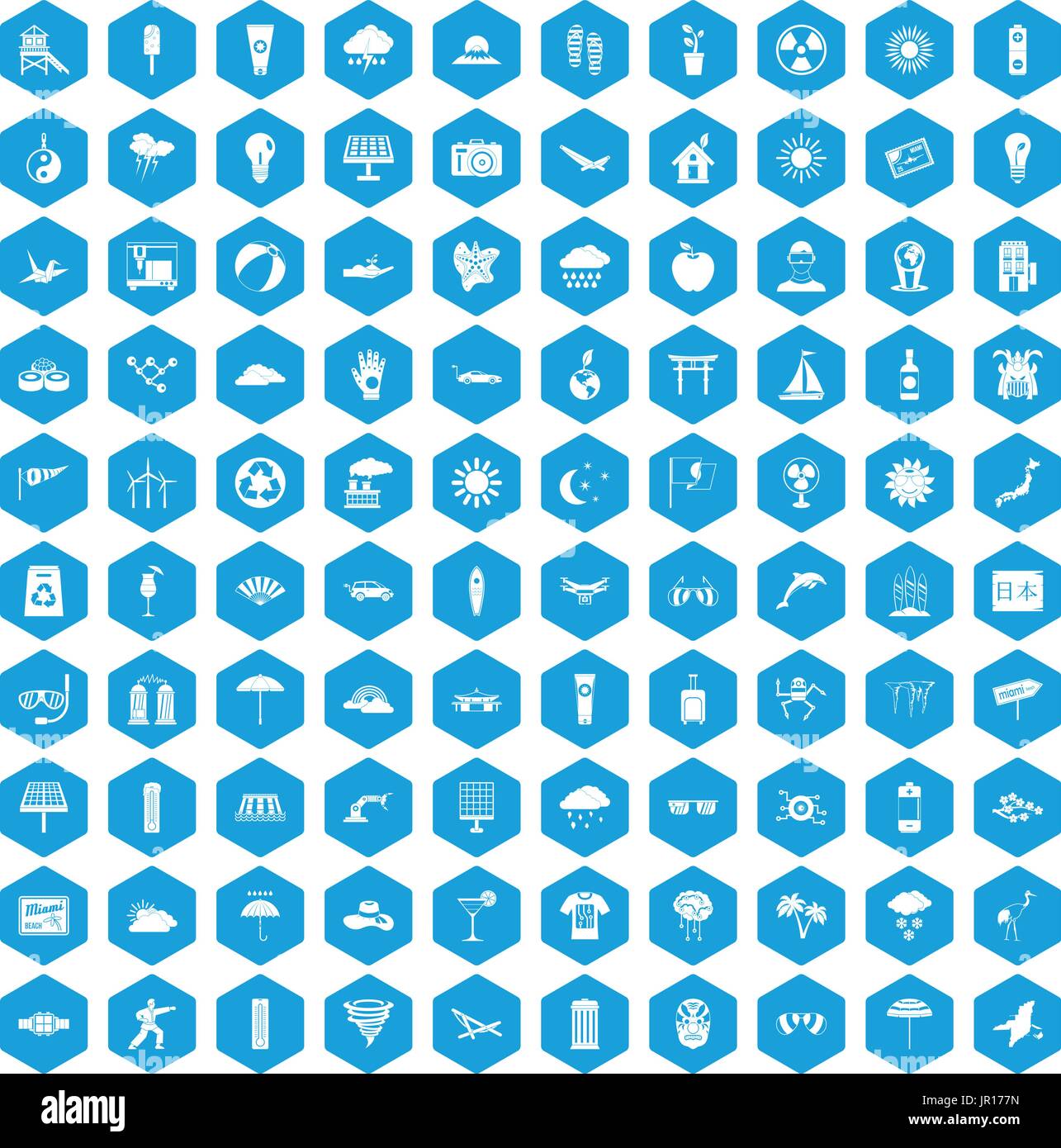 100 sun icons set blue Stock Vector Image & Art - Alamy