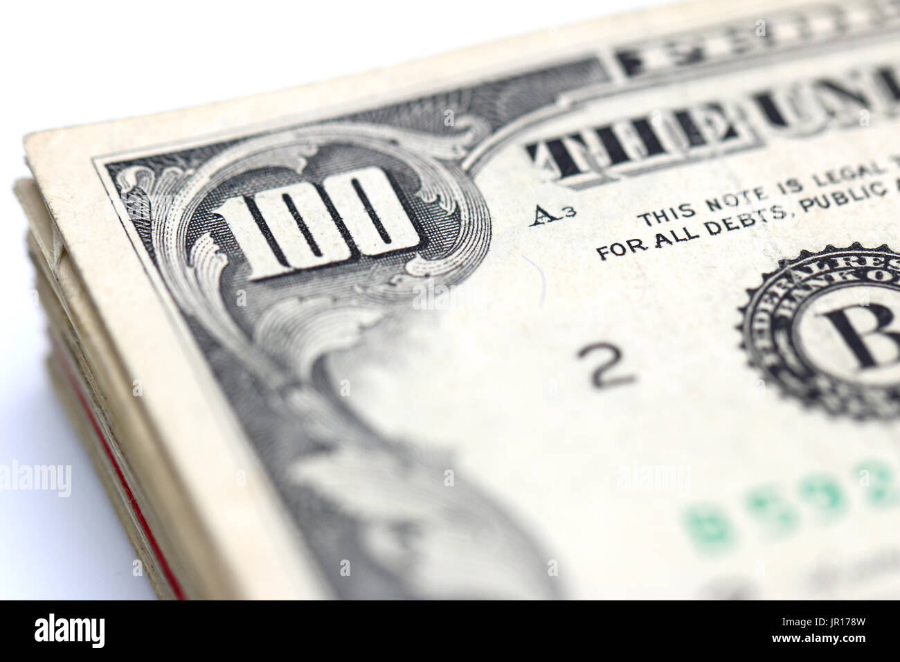 A stack of hundred dollar bills isolated on a white background Stock ...