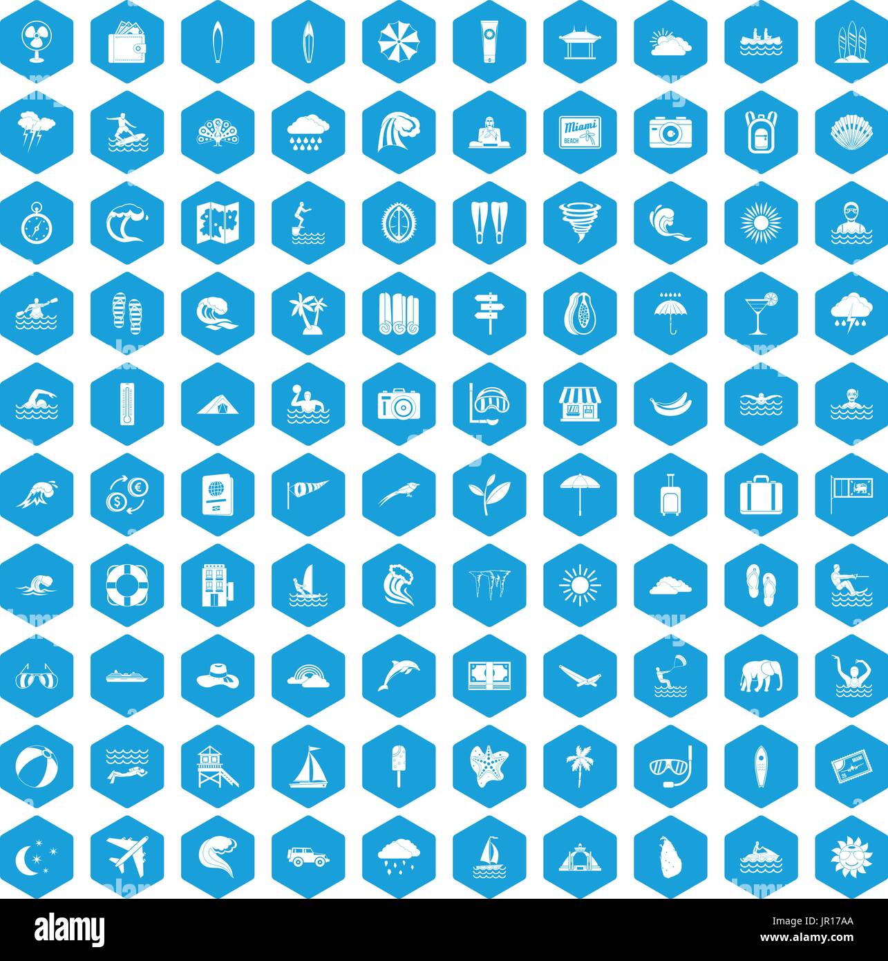 100 surfing icons set blue Stock Vector Image & Art - Alamy