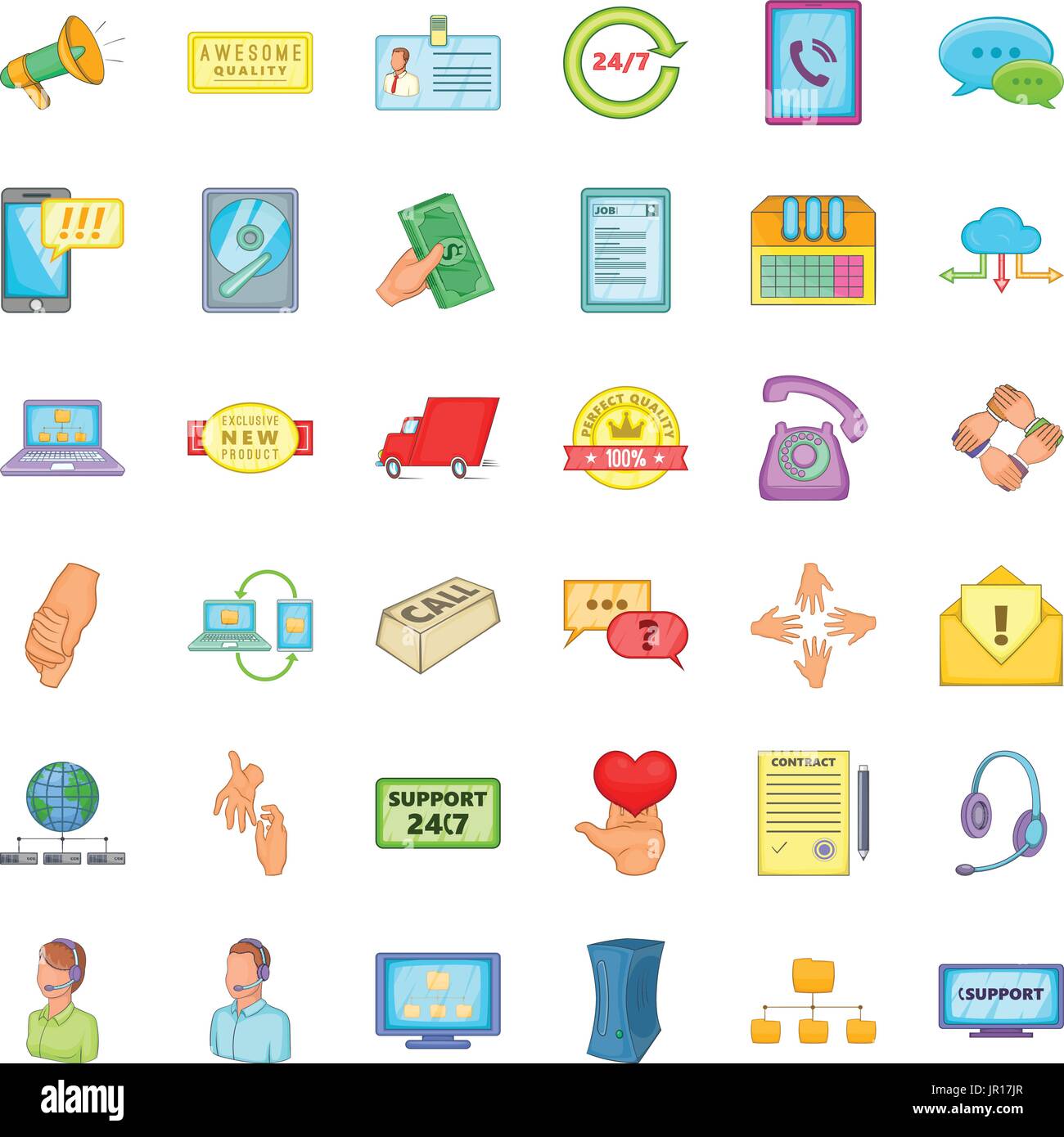 All day support icons set, cartoon style Stock Vector Image & Art - Alamy