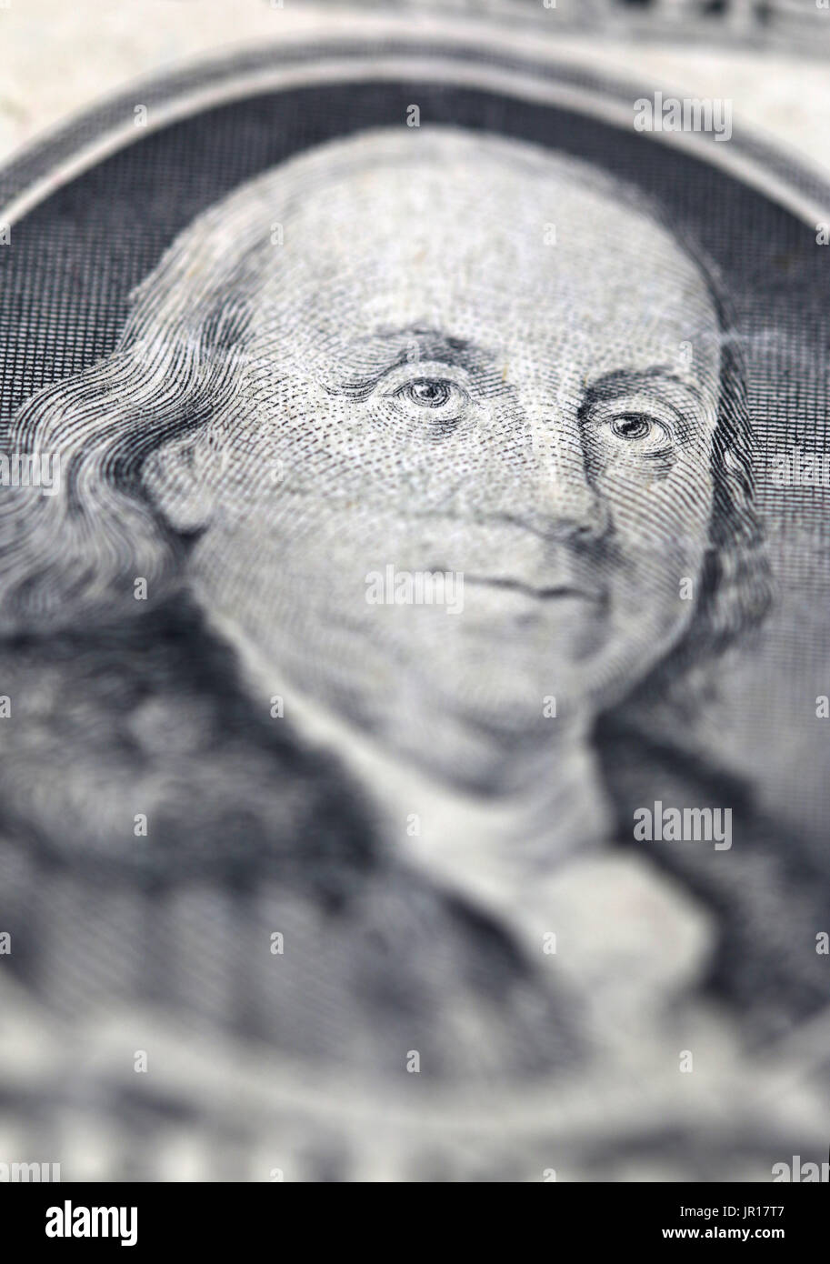 A macro view of Benjamin Franklin on a one dollar bill Stock Photo - Alamy