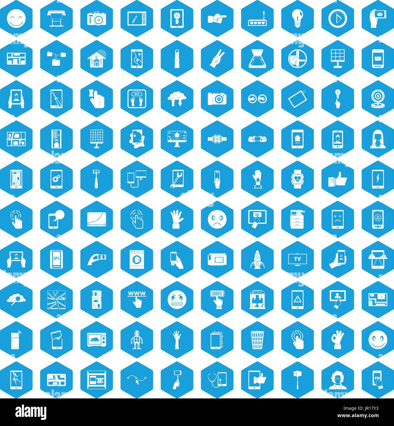 100 touch screen icons set blue Stock Vector Image & Art - Alamy
