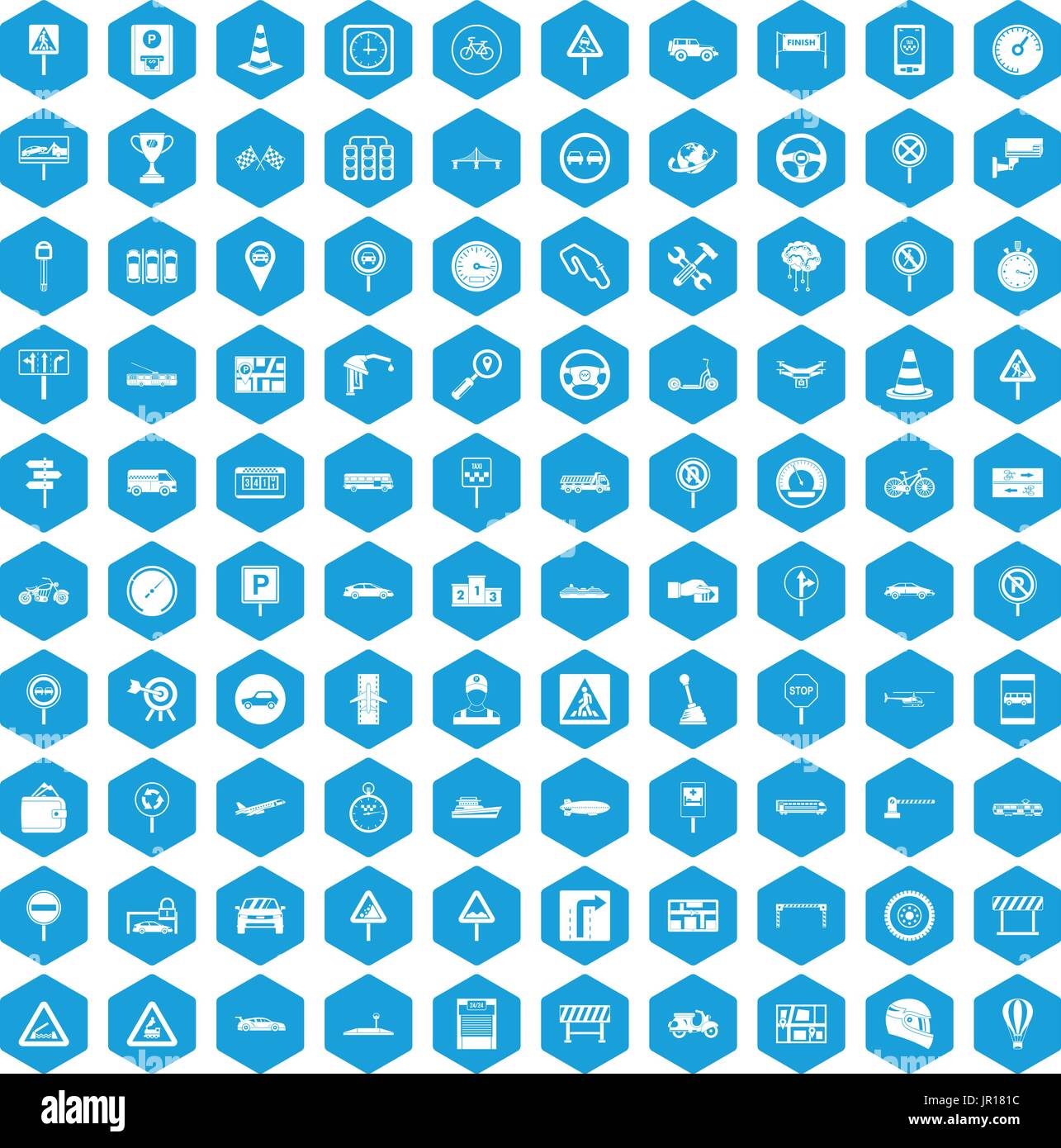 100 traffic icons set blue Stock Vector Image & Art - Alamy