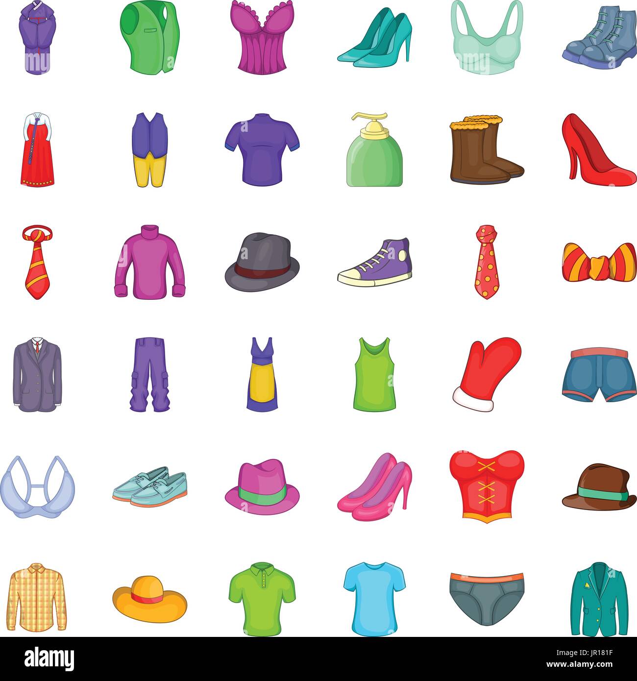 Stylish clothes icons set, cartoon style Stock Vector Image & Art - Alamy