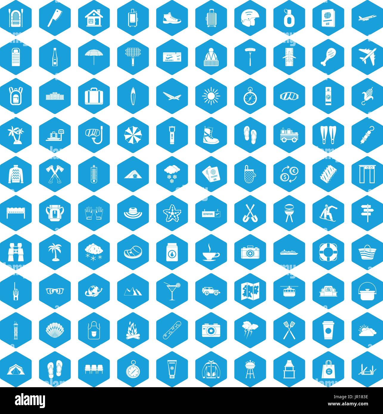 100 vacation icons set blue Stock Vector Image & Art - Alamy