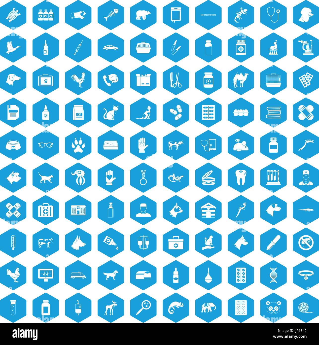 100 veterinary icons set blue Stock Vector Image & Art - Alamy