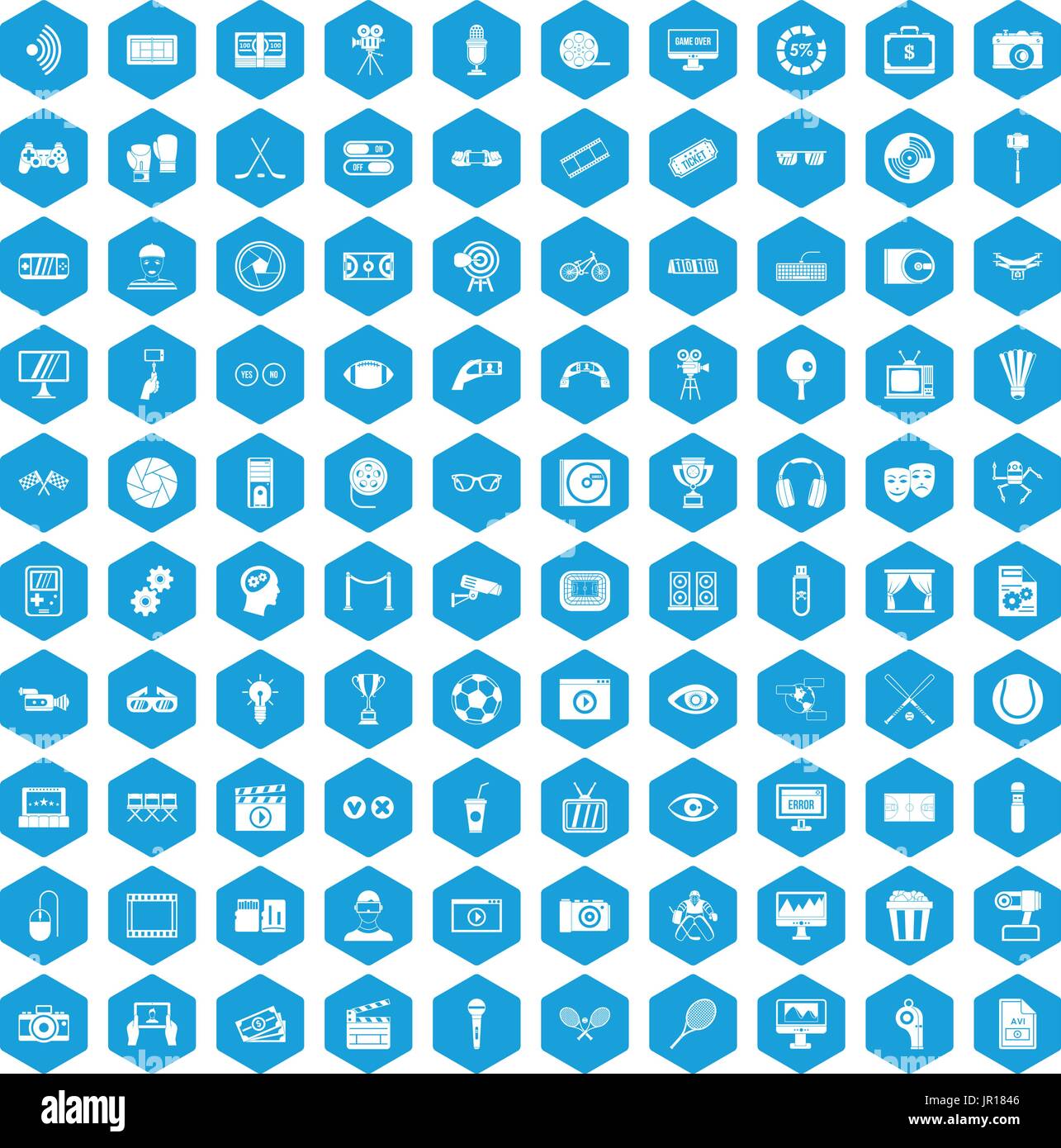 100 video icons set blue Stock Vector Image & Art - Alamy