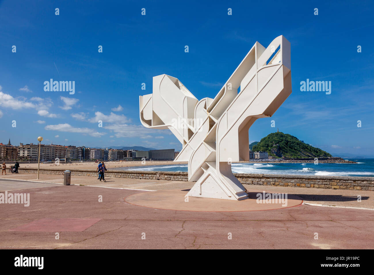 San Sebastian, Spain - June 6, 2017: The sculpture of the Dove of Peace ...