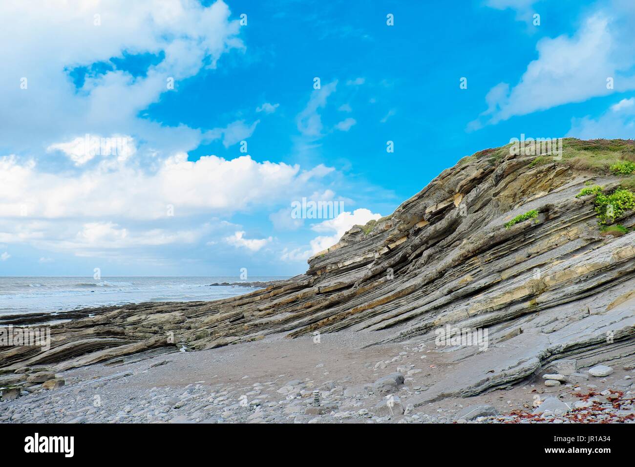 Layering of limestone strata called in geology "Flyschs", Bidart ...