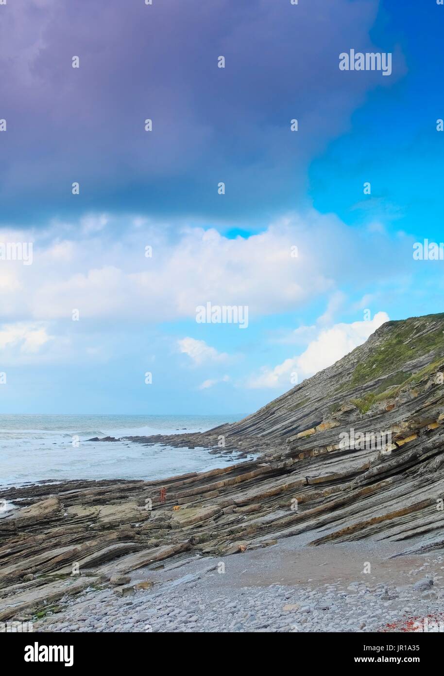 Layering of limestone strata called in geology "Flyschs", Bidart ...