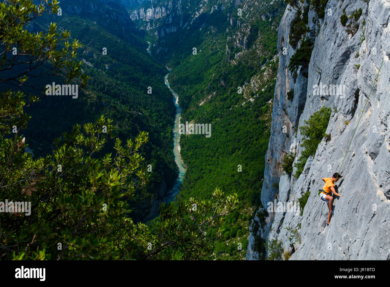 Climbing, Gorges du Verdon Natural Park, Alpes Haute Provence, France ...