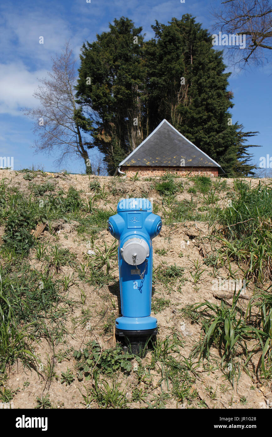 Fire-fighting reservoir with blue suction pole equipped with a dry fire ...