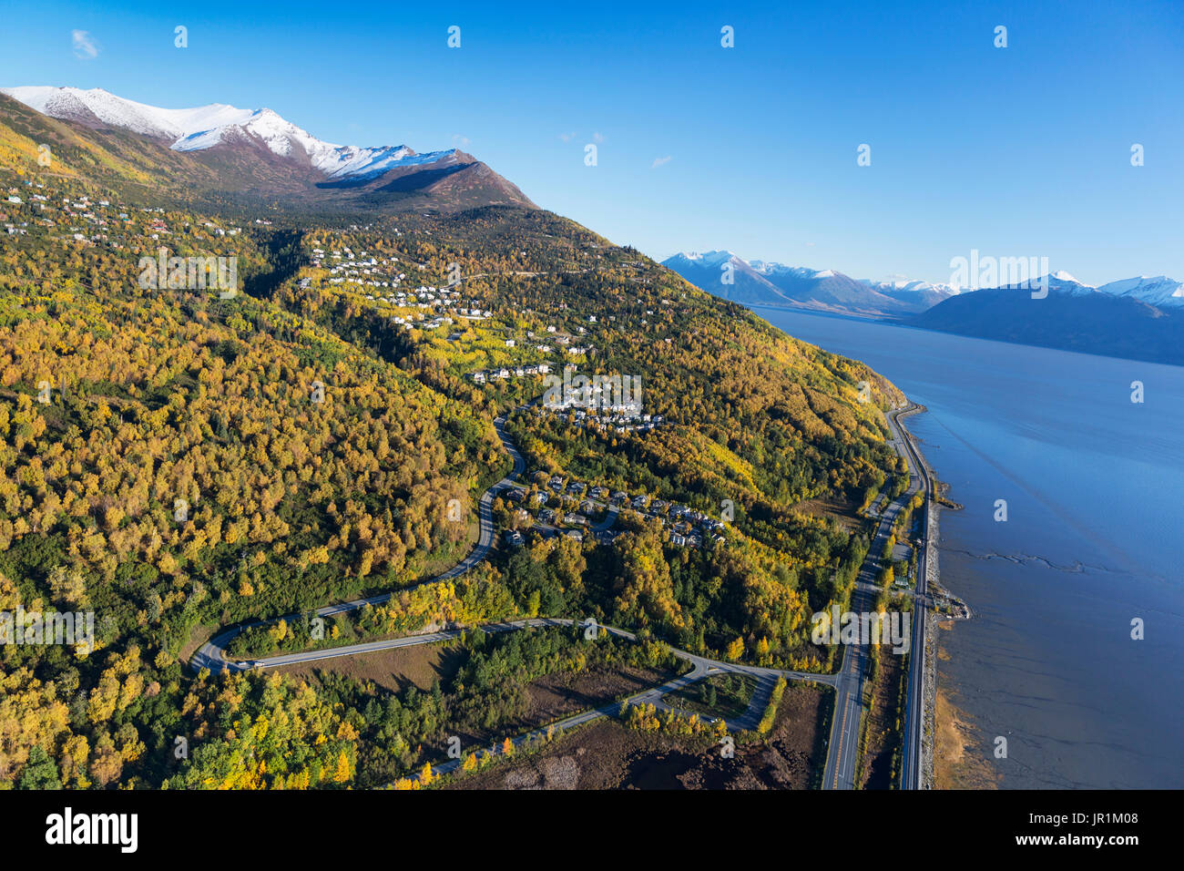Aerial View Of Homes On The Anchorage Hillside With A View Of Turnagain ...
