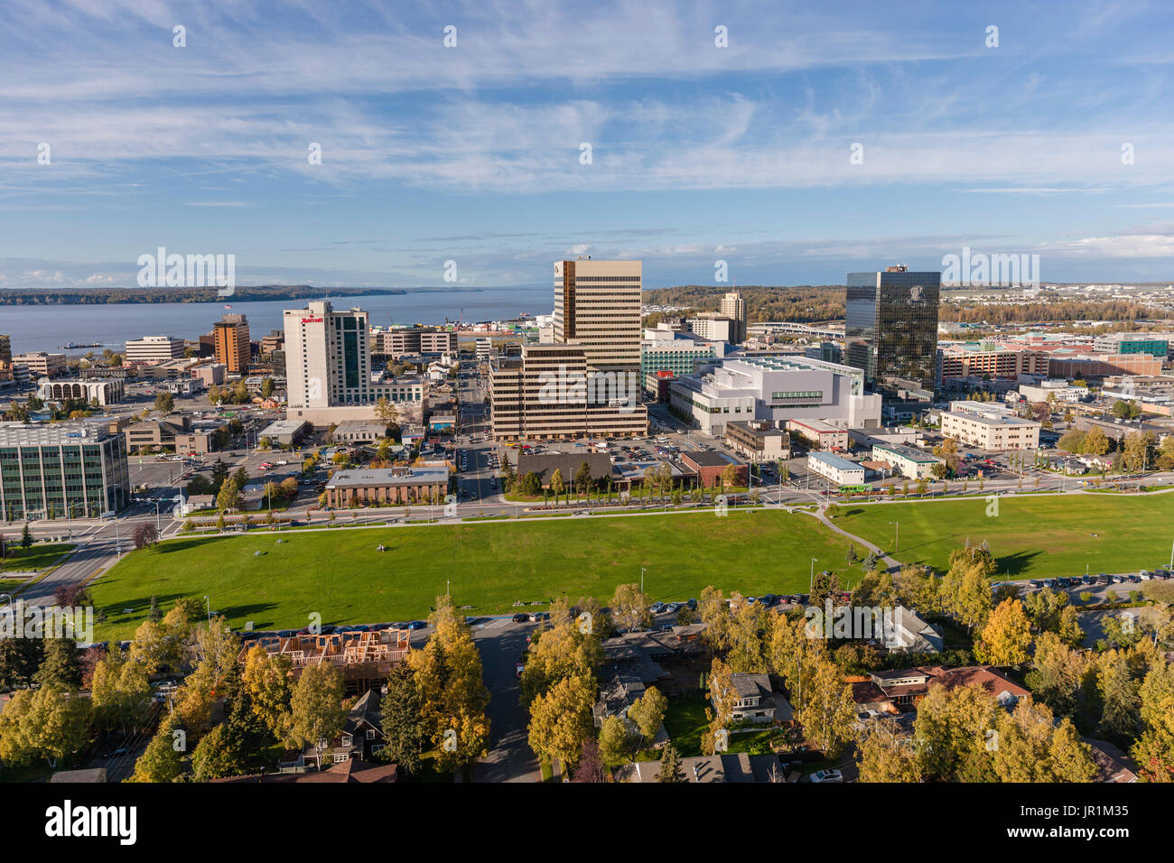 Aerial View Of Downtown Anchorage, Delaney Park Strip And The Cook ...
