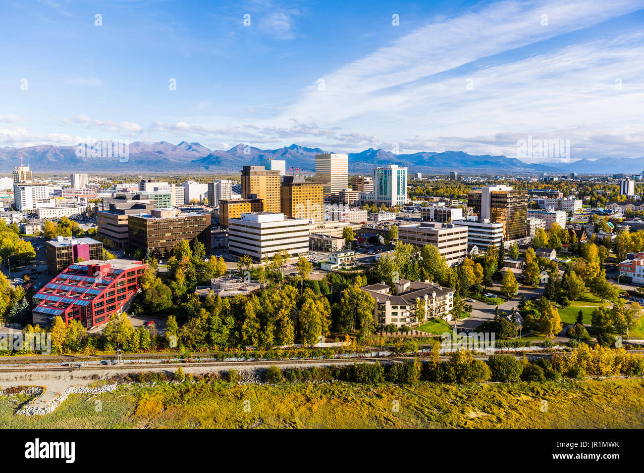 Aerial view anchorage chugach mountains hi-res stock photography and ...