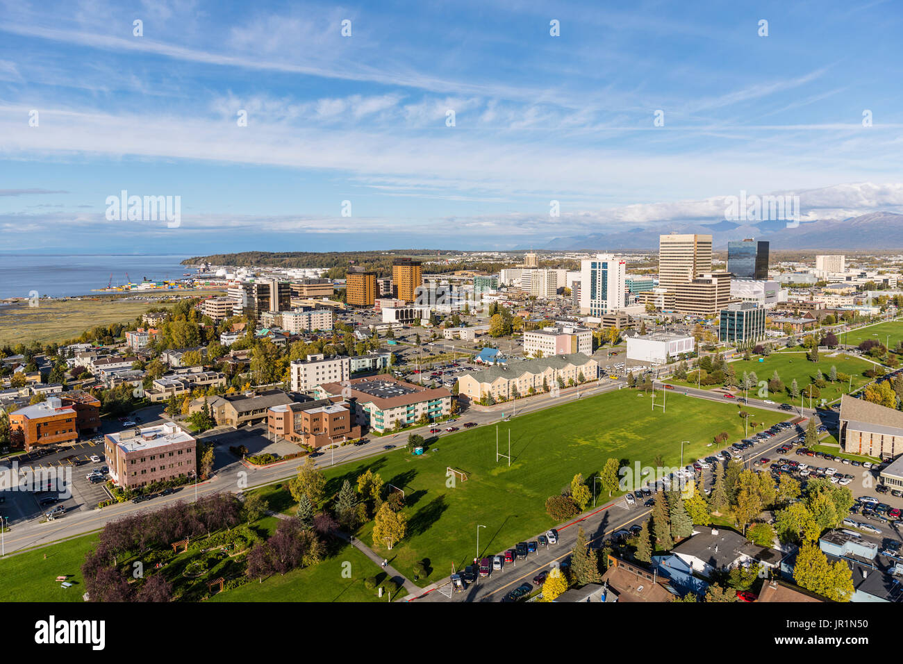 Aerial View Of Downtown Anchorage And The Delaney Park Strip ...