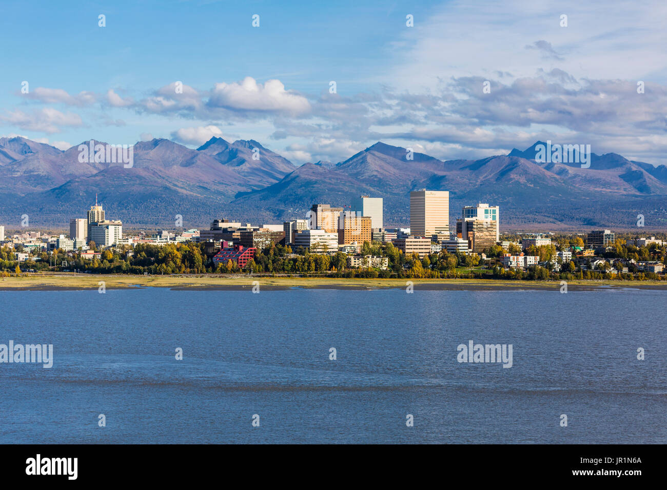 Aerial View Of Downtown Anchorage, Cook Inlet, And The Chugach ...