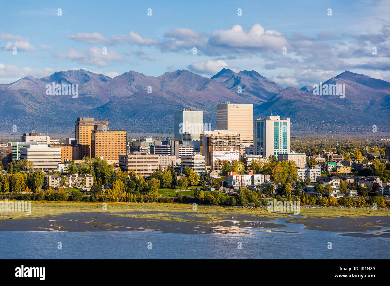 Aerial View Of Downtown Anchorage, Cook Inlet, And The Chugach ...