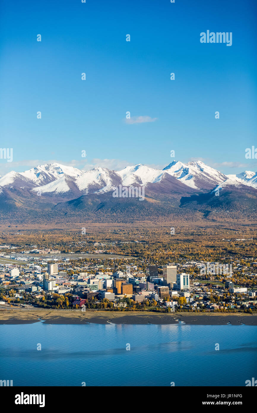 Aerial View Of Downtown Anchorage, Cook Inlet, And The Chugach ...