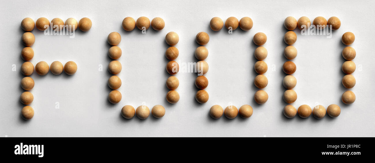 Photograph of the word "Food" spelled out with wood push pins Stock ...