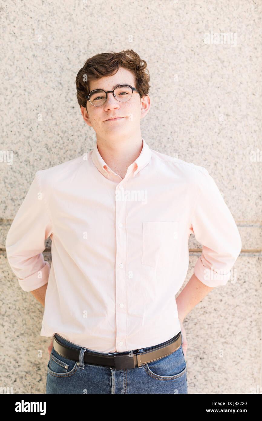 Portrait of typical american teenager in last year of high school Stock ...