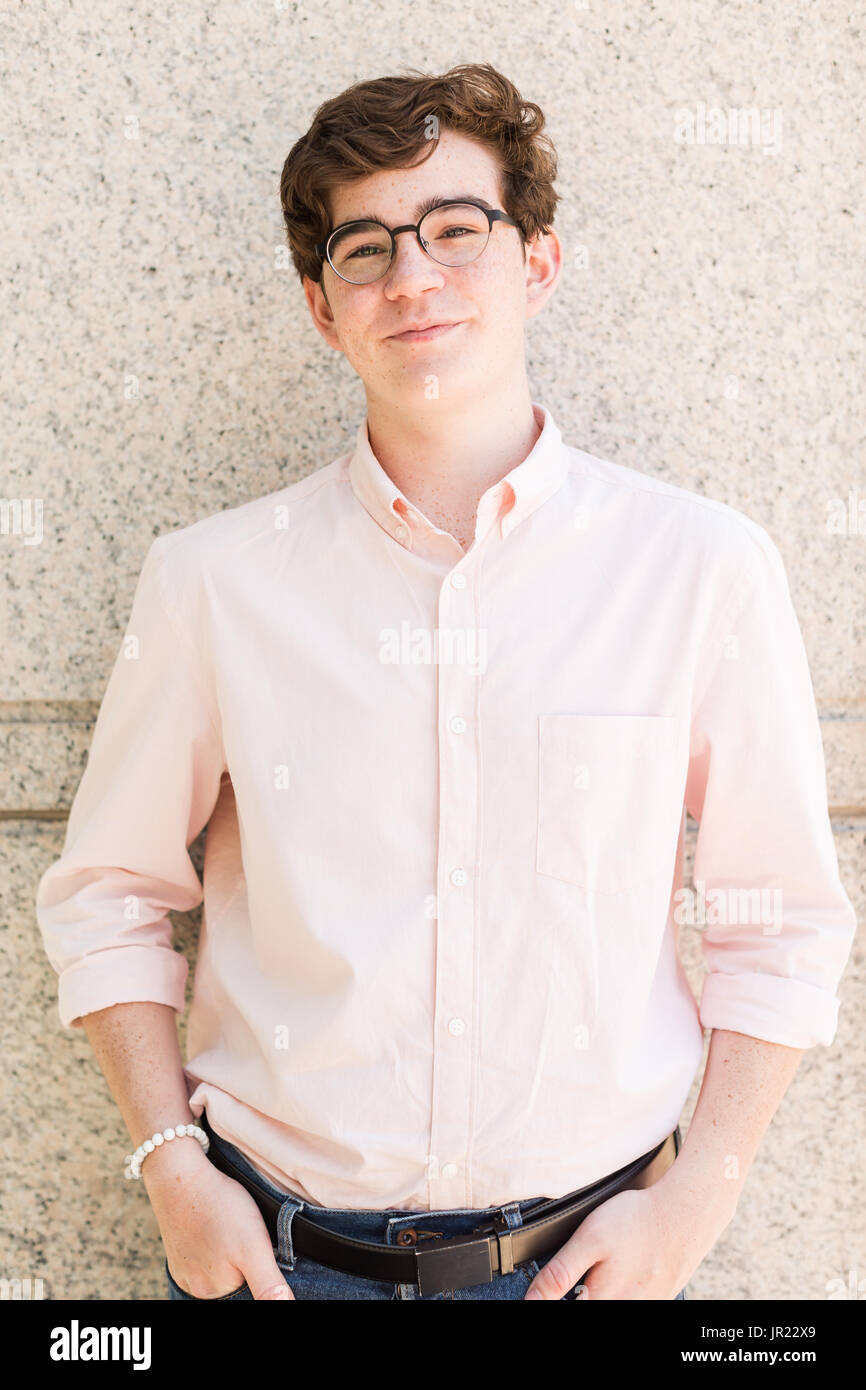 Portrait of typical american teenager in last year of high school Stock ...