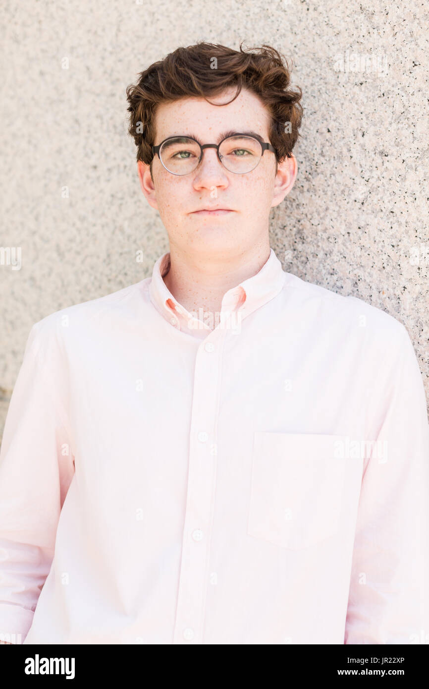 Portrait of typical american teenager in last year of high school Stock ...