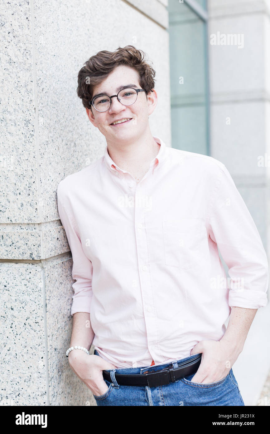 Portrait of typical american teenager in last year of high school Stock ...