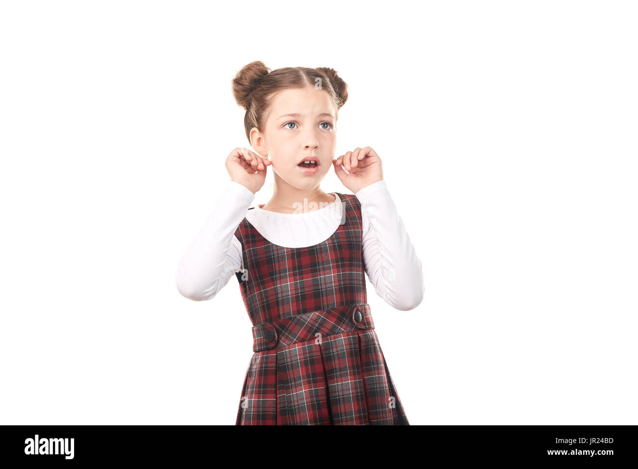 Scared school girl Stock Photo - Alamy