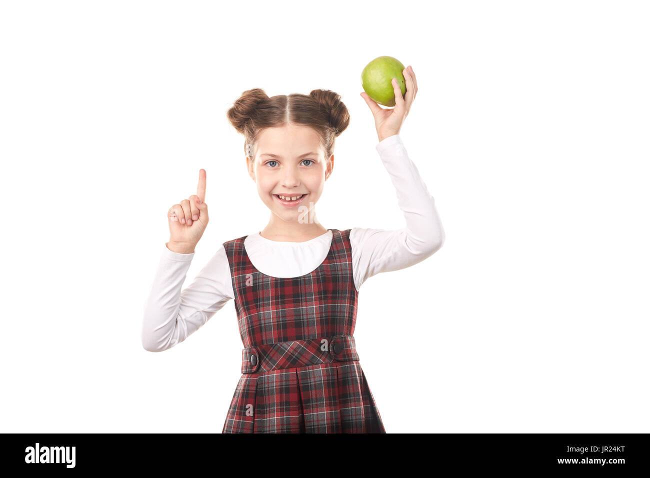 Child girl green apple hi-res stock photography and images - Alamy