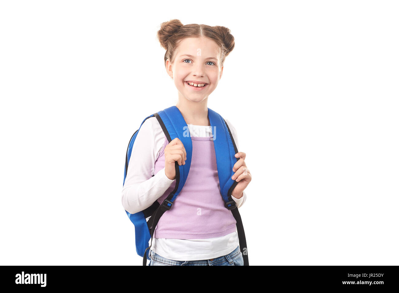 Elementary student with backpack Stock Photo - Alamy