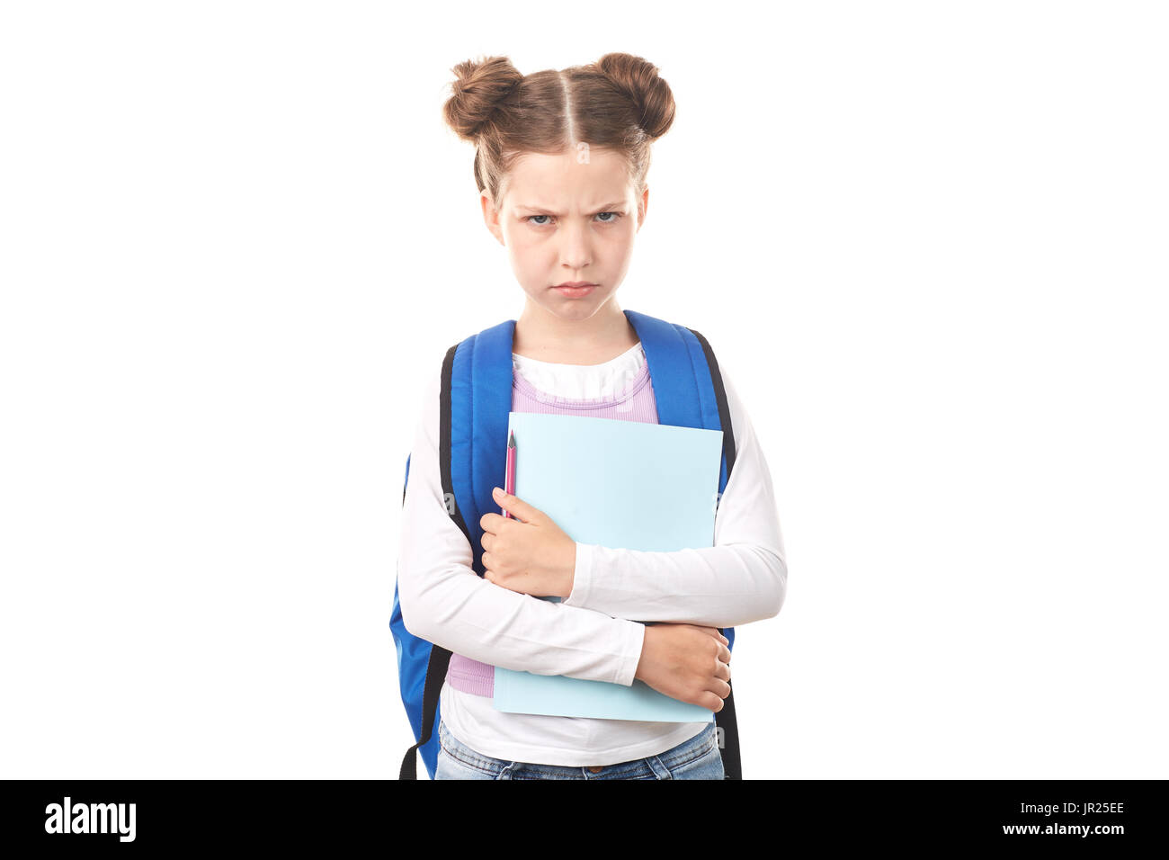 Elementary student with backpack Stock Photo - Alamy