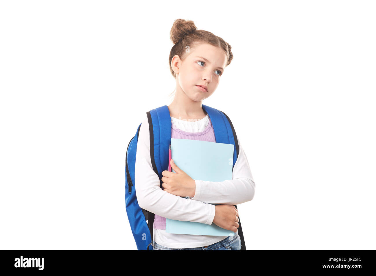 Elementary student with backpack Stock Photo - Alamy