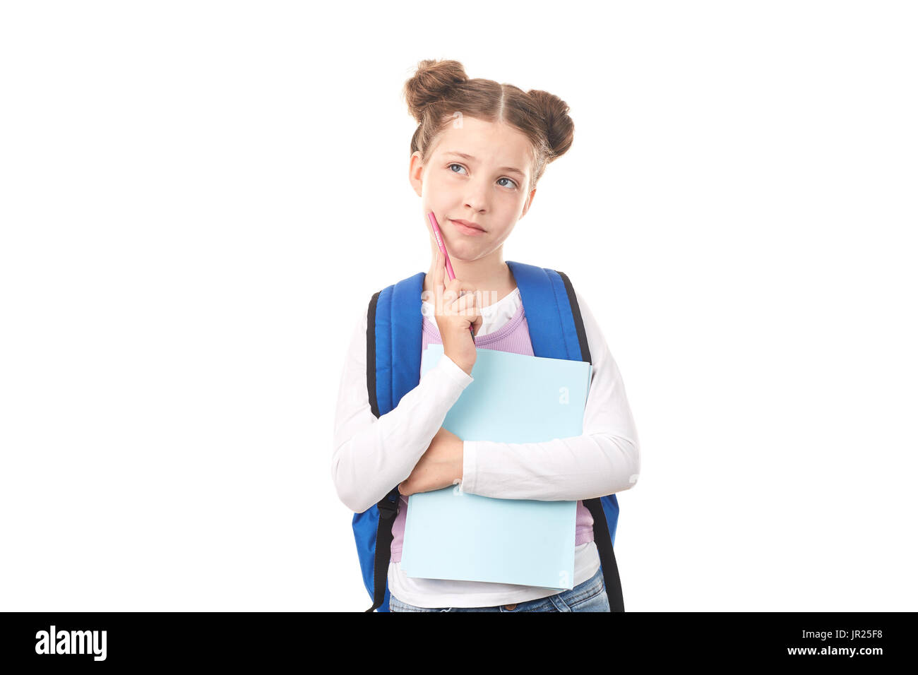 Elementary student with backpack Stock Photo - Alamy