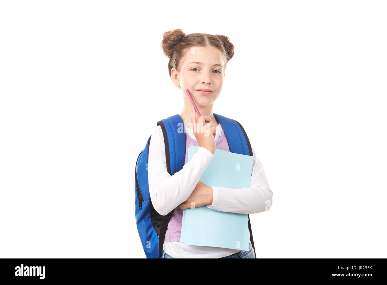 Elementary student with backpack Stock Photo - Alamy