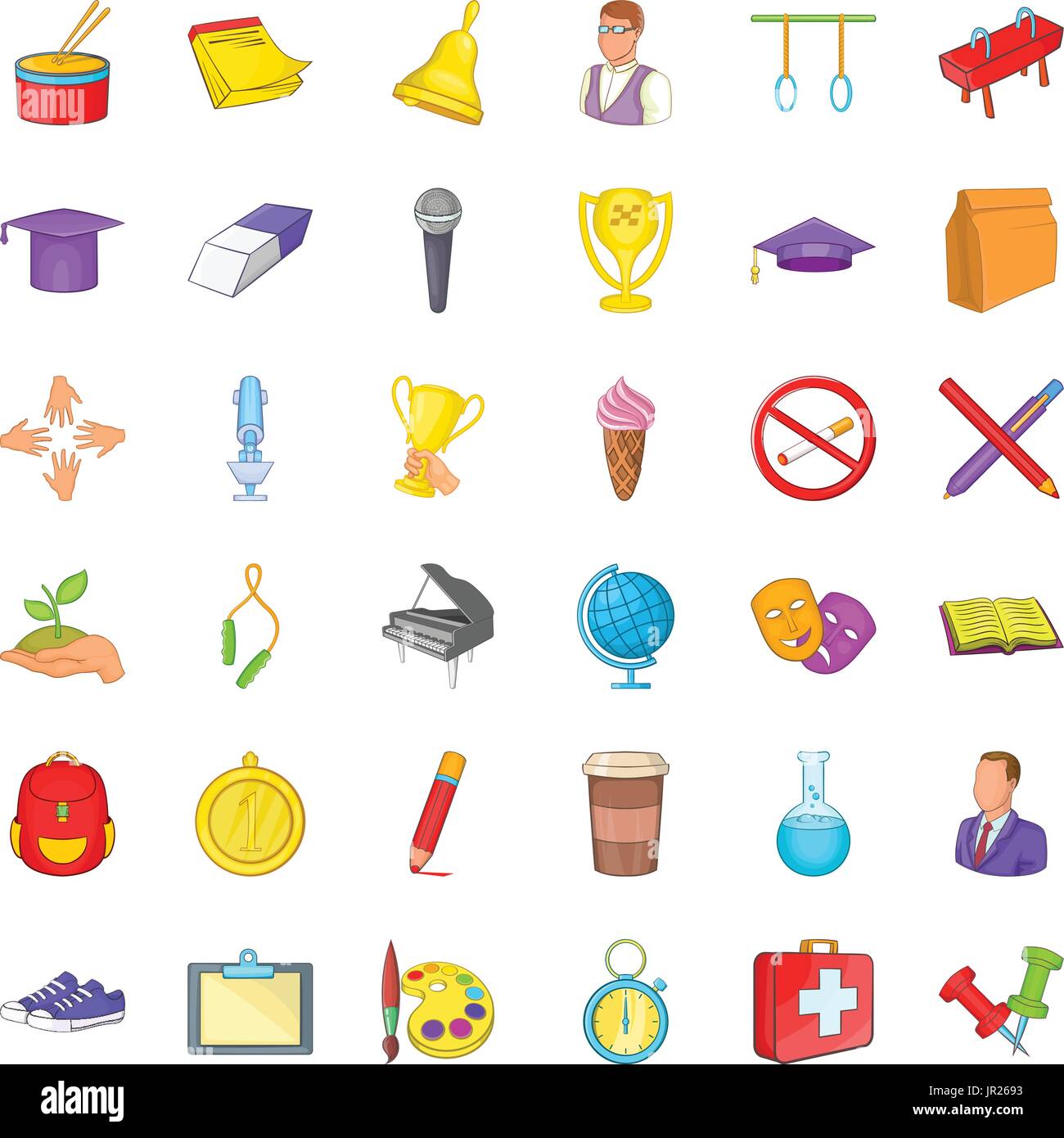 College and school icons set, cartoon style Stock Vector Image & Art ...