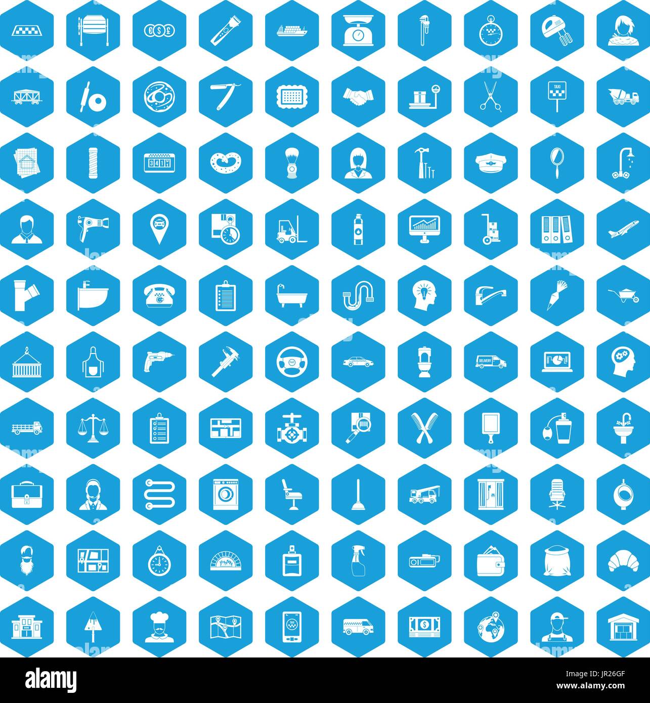 100 work icons set blue Stock Vector Image & Art - Alamy