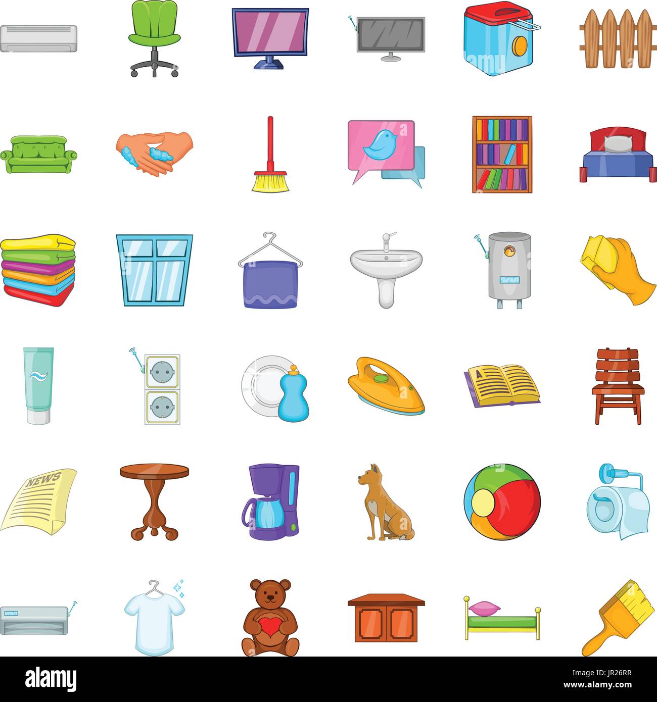 Relax in house icons set, cartoon style Stock Vector Image & Art - Alamy