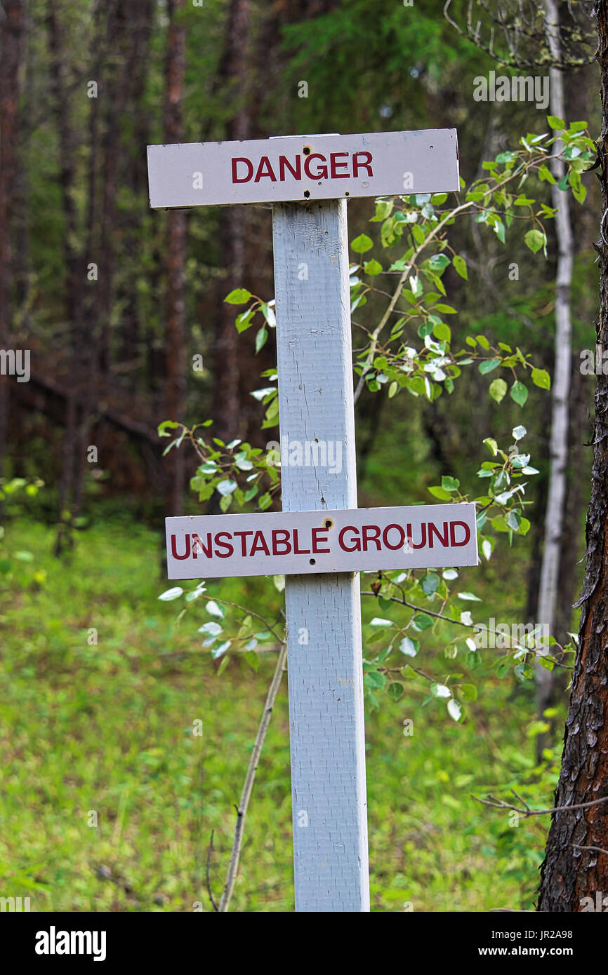 Warning information sign caution unstable hi-res stock photography and ...