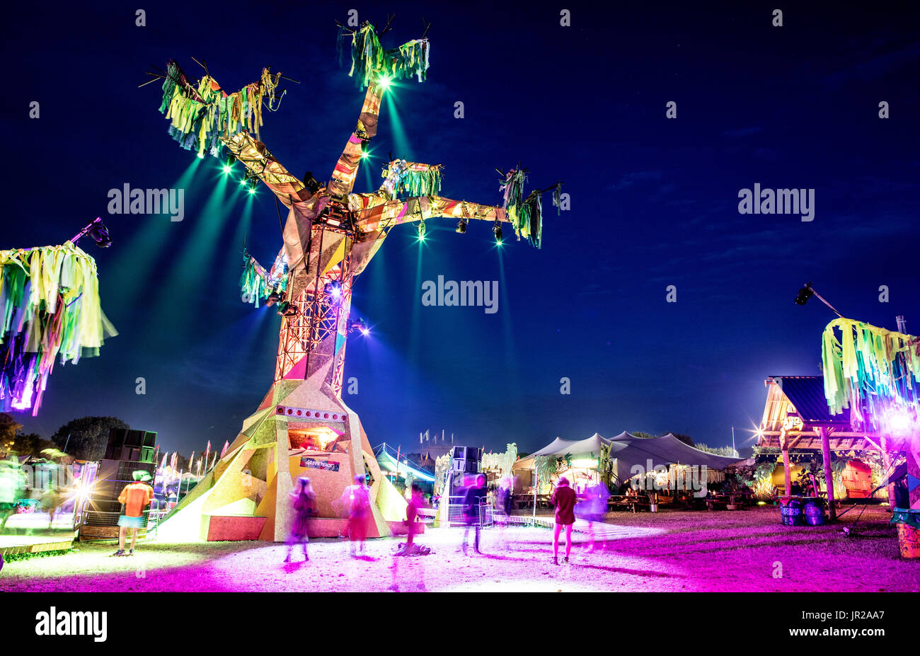 The Giant Magic Tree at Night Glastonbury Festival UK Stock Photo - Alamy
