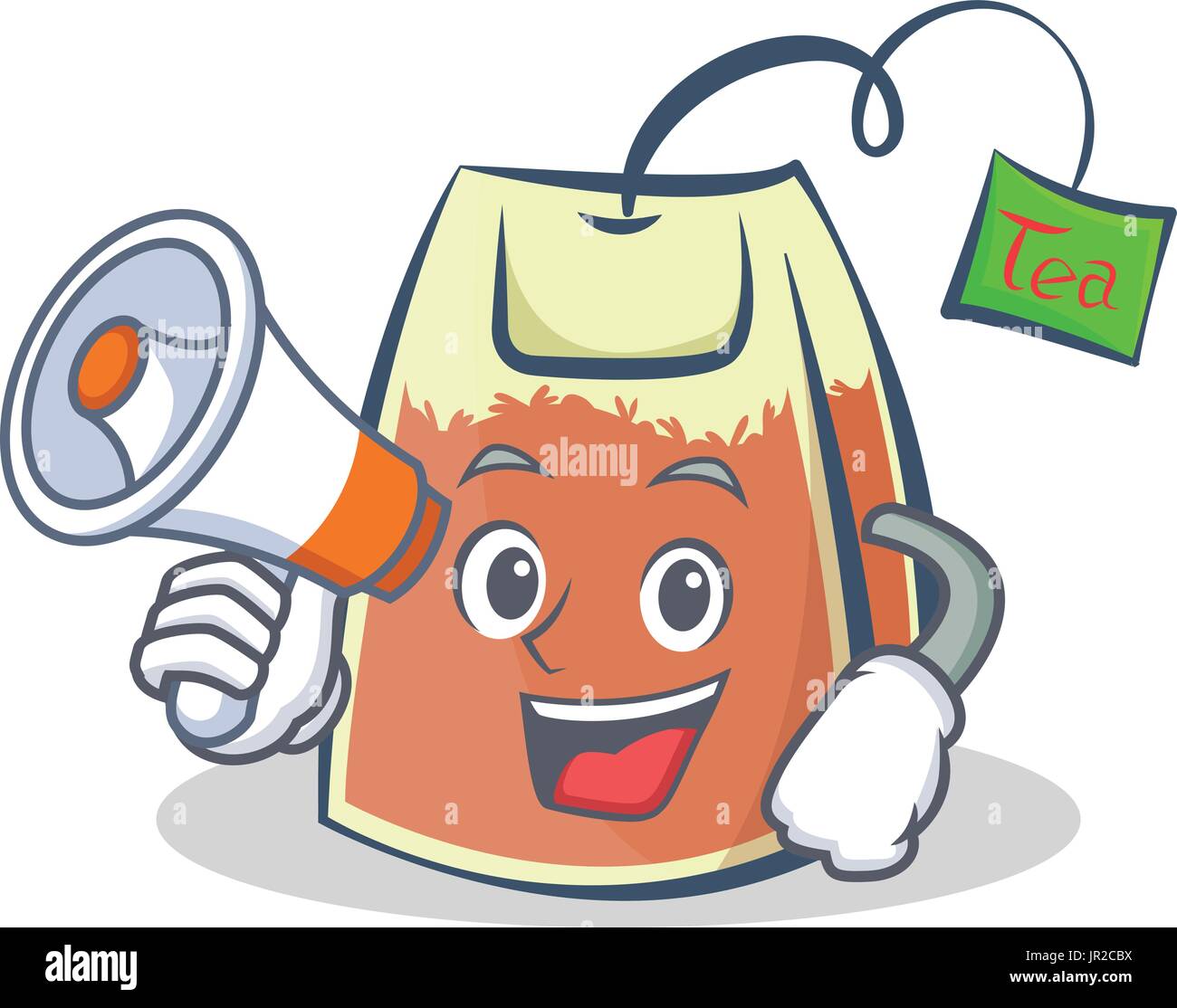 tea bag character cartoon with megaphone vector illustration Stock ...