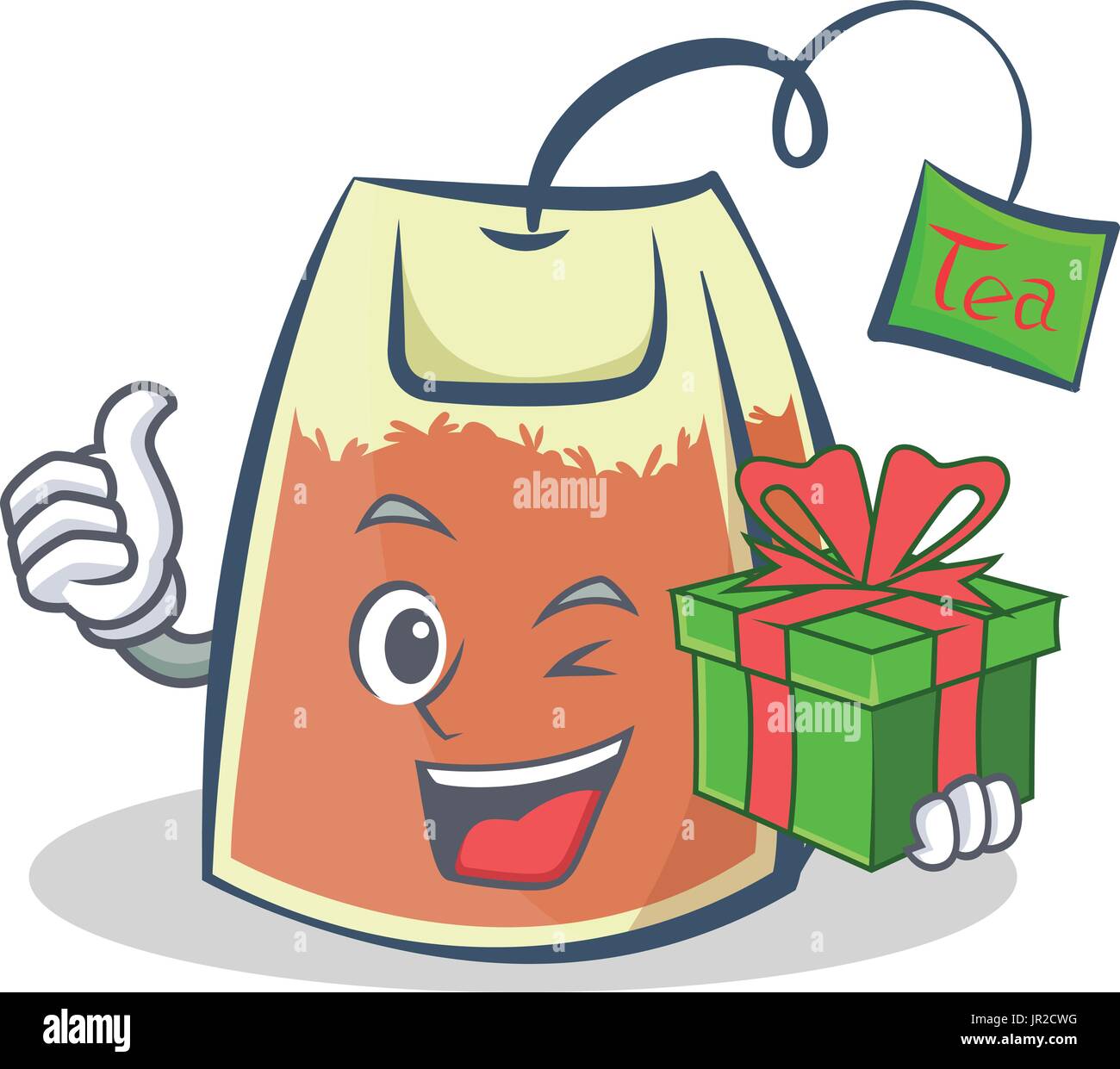 tea bag character cartoon vector art with gift collection Stock Vector ...